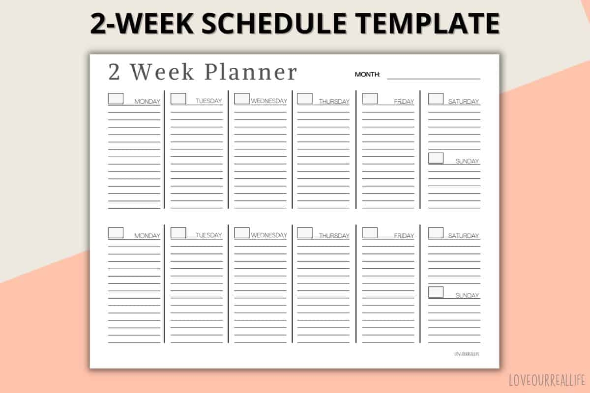 Free Printable 2 Week Calendar Template - Templates Free Printable